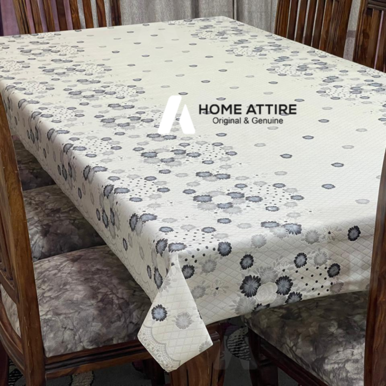 Fancy Premium Dining Table Cover Blue Grey Flower Pattern