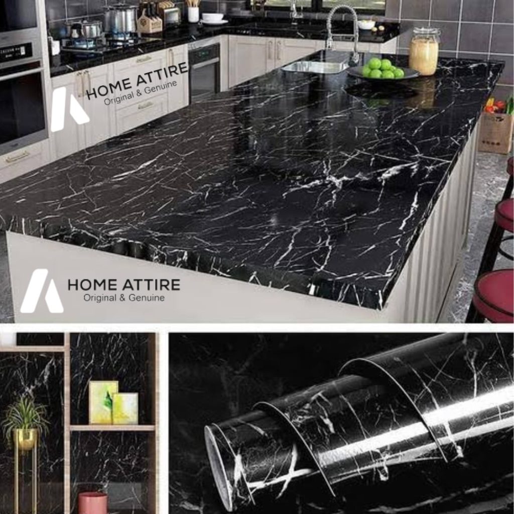 Self Adhesive PVC Sticker Marble Sheet Price in Pakistan - Black Marble ...