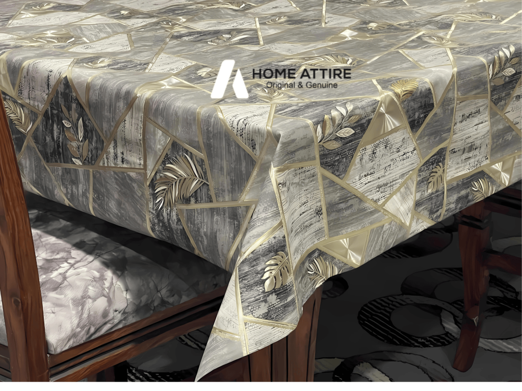 Fancy Dining Table Cover Sheet Grey Gold - Home Attire