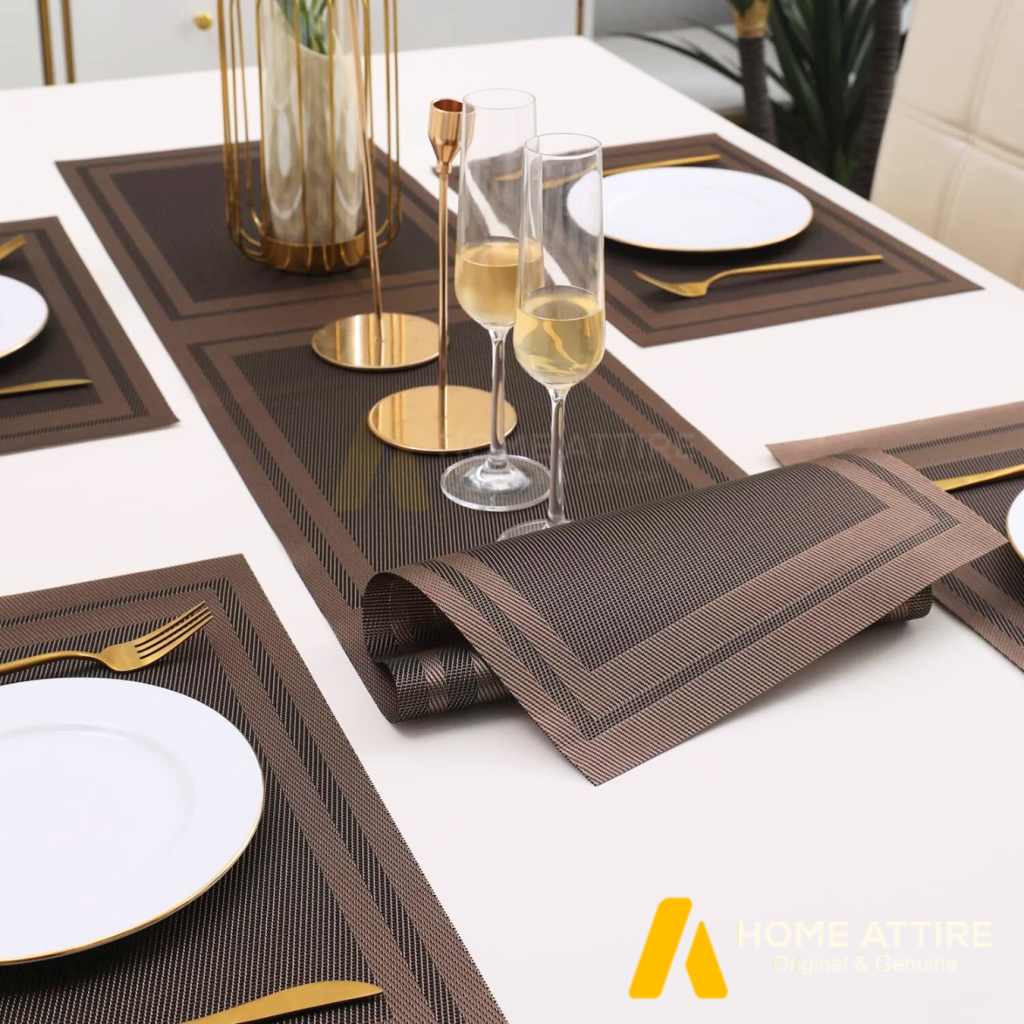 7 Piece Luxury Dining Table Mats and Runner Set - Placemats