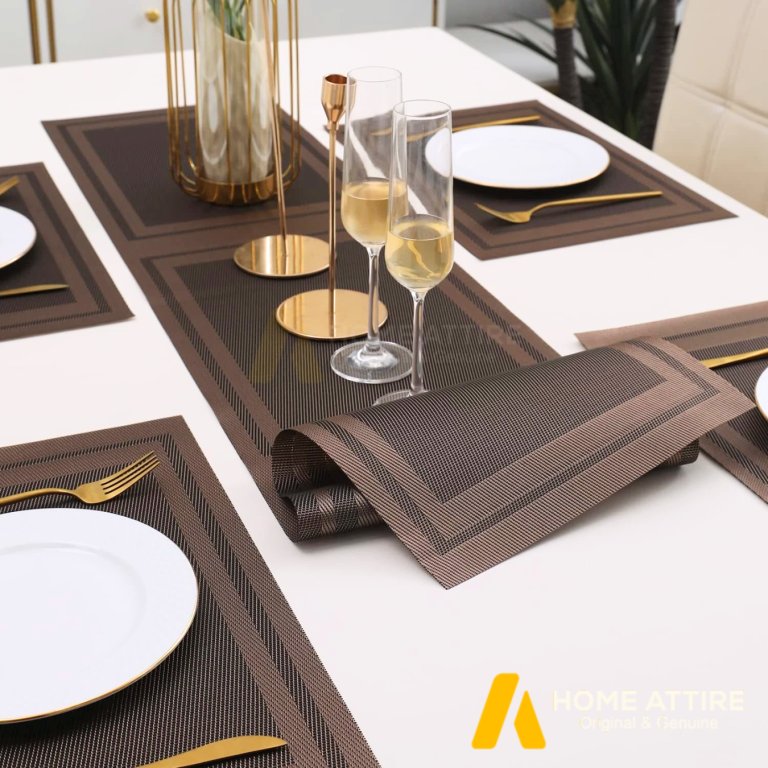7 Piece Luxury Dining Table Mats and Runner Set - Placemats