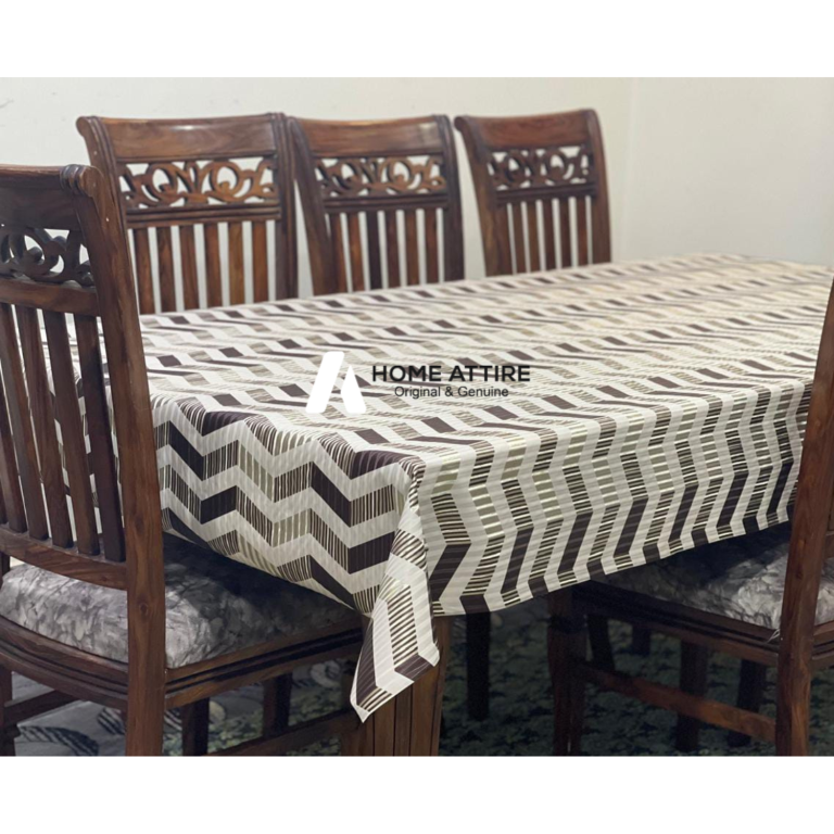 Modern Gold Brown Dining Table Cover with Chevron Pattern